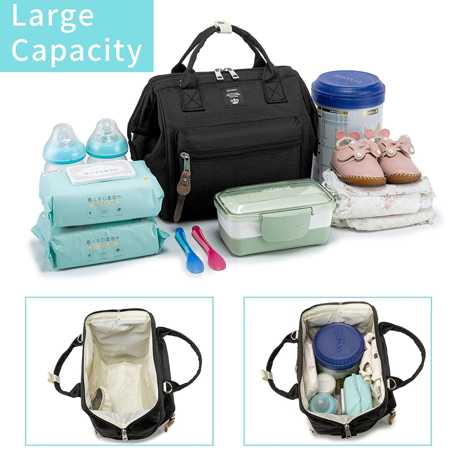 Beaulyn Small Diaper Bag, Mini Diaper Bag Backpack & Crossbody Diaper Tote Bag with Insulated Pocket