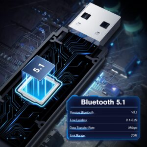 GTRACING Bluetooth USB Adapter Transmitter V5.1 Wireless Dual Link Dongle for PC, Laptop, PS4, Switch Connects Bluetooth Speakers, Bluetooth Gaming Chair, GT Lynck2