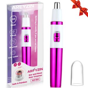 areyzin nose trimmer for women ladies painless ear and nose hair trimmer for men eyebrow facial ear hair trimmer nose hair clippers professional, waterproof, dual-edge blade, purple