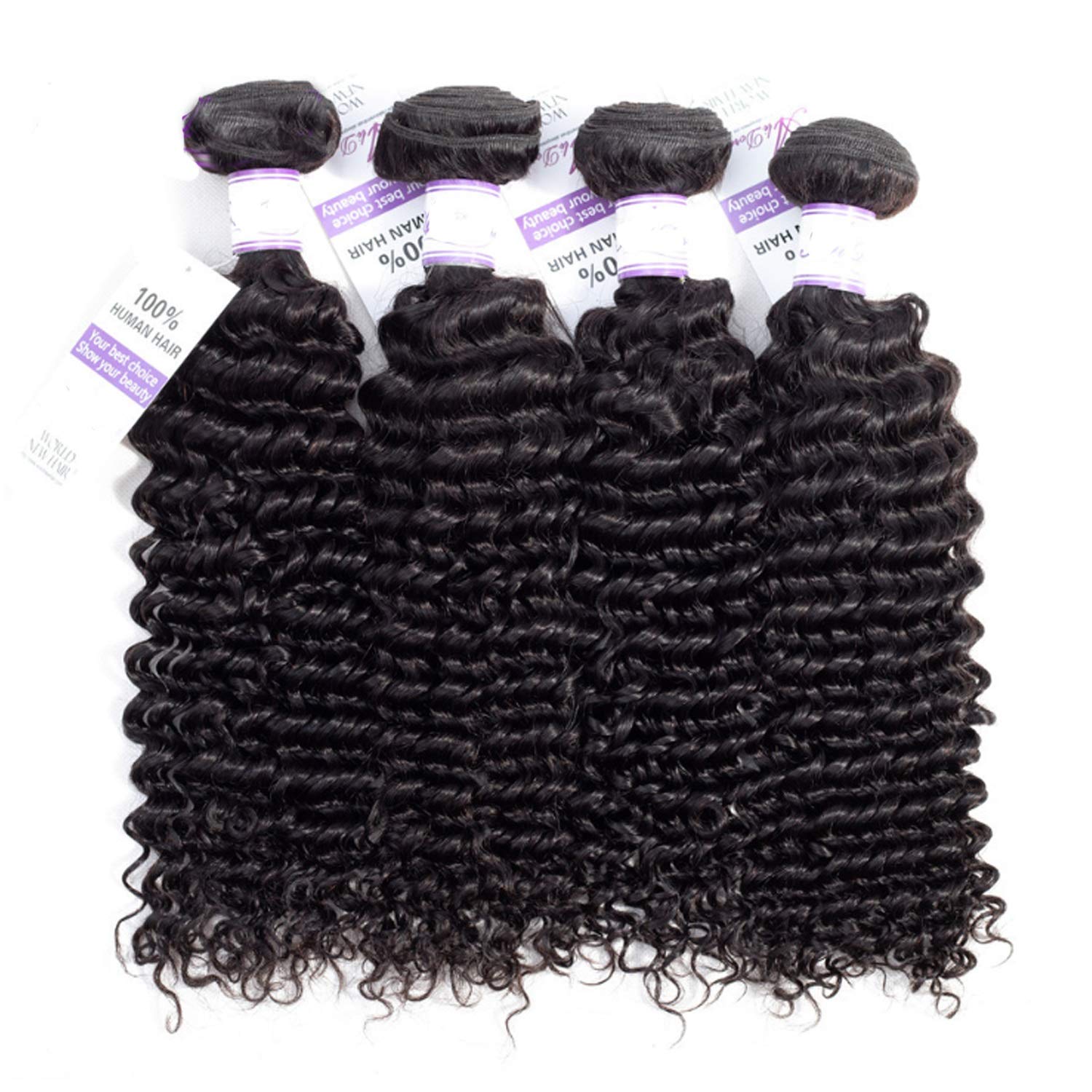 Hair Extensions, Wigs & Accessories Malaysian Deep Wave Hair Bundles 8-28 inch 100% Human Hair Weave Remy Hair Natural Color 4 pcs for Women (Stretched Length : 22 24 26 28)