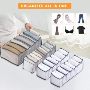 4Pack Wardrobe Clothes Organizer Drawer Organizers Closet Clothing Classification Leggings, Underwear, Socks T-shirts Washable Foldable Visible Grid Storage (B)