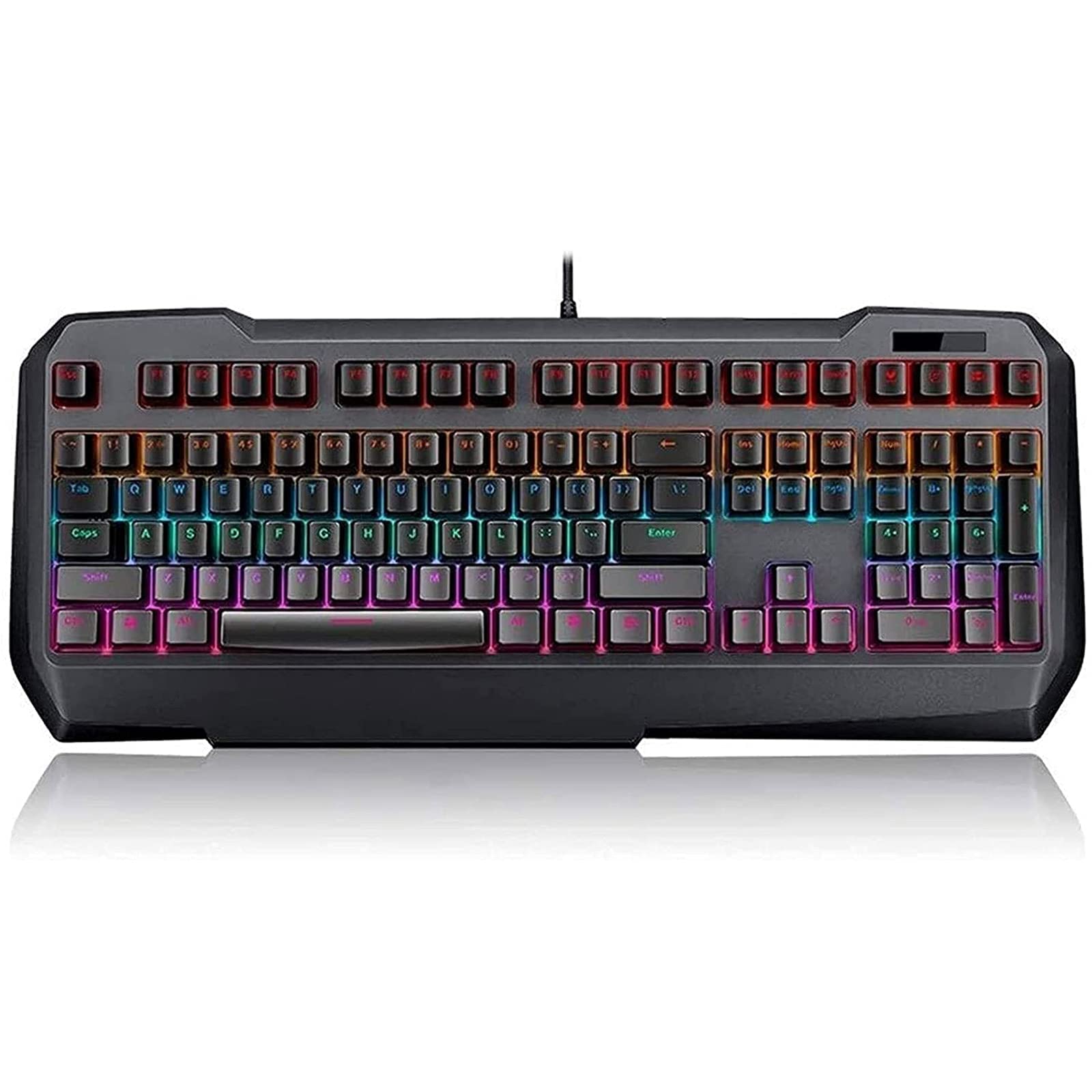 XYLXJ Mechanical Wired E-Sports Gaming Keyboard, RGB Mixed Backlit, Full-Size Without Conflict for Office Typing and Gaming