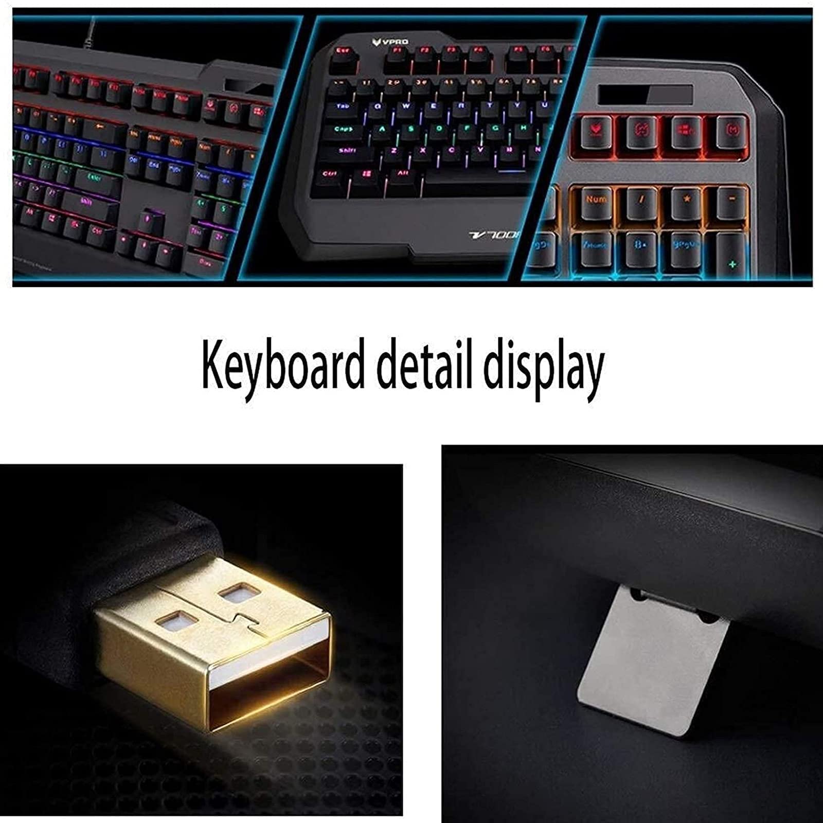 XYLXJ Mechanical Wired E-Sports Gaming Keyboard, RGB Mixed Backlit, Full-Size Without Conflict for Office Typing and Gaming