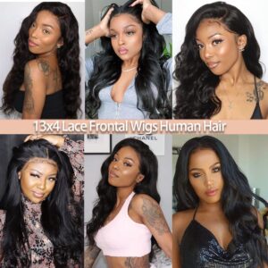 Body Wave Lace Front Wigs Human Hair Wigs for Women 180% Density Human Hair Lace Front Wigs 13x4 HD Transparent Glueless Lace Frontal Wigs Human Hair Pre Plucked with Baby Hair (20 Inch)