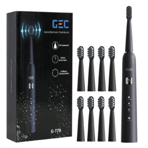 gec sonic electric toothbrush for adults,8 brush heads sonic toothbrush with 40000 vpm,charge once last for 365 days,6 high-performance brushing modes,sonic electric toothbrush