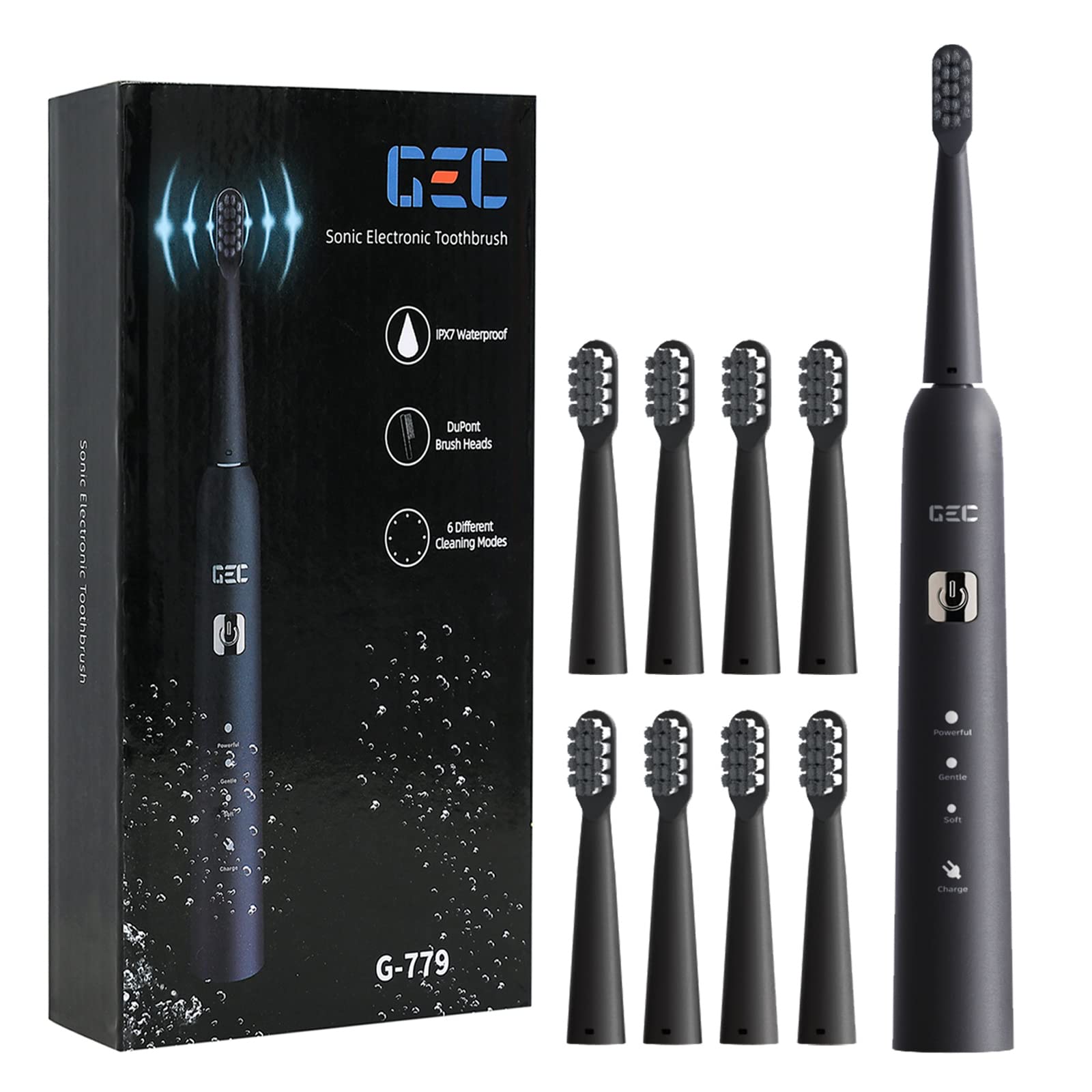 GEC Sonic Electric Toothbrush for Adults,8 Brush Heads Sonic Toothbrush with 40000 VPM,Charge Once Last for 365 Days,6 HIGH-Performance Brushing Modes,Sonic Electric Toothbrush