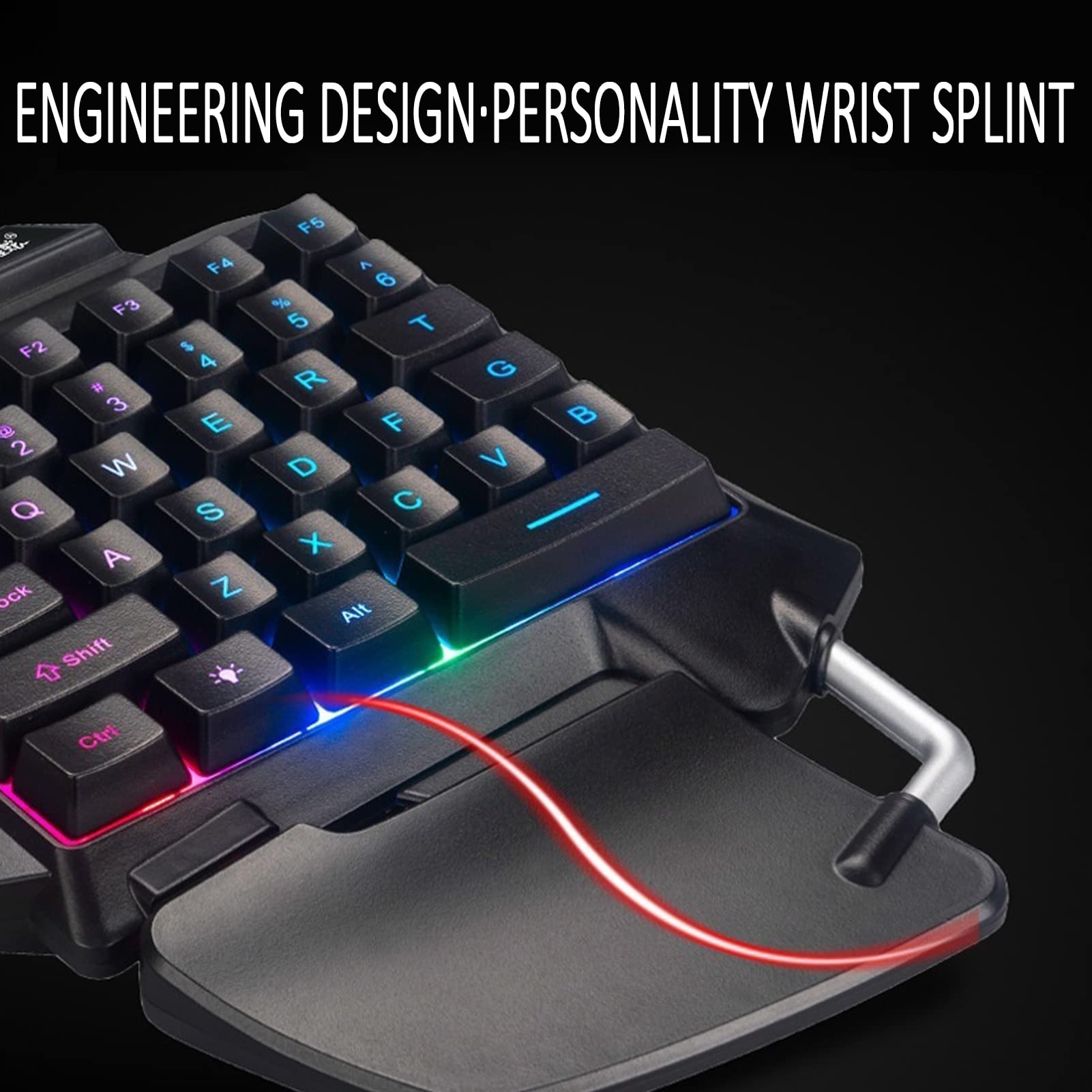 PURPLELU One-Hand Imitation Manipulator Keyboard, 35-Key Backlit Gaming Keyboard, Convenient Mini Ergonomic Game Handle, for Gamers