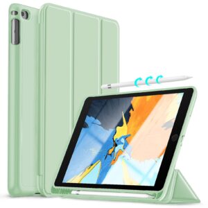 hoidokly ipad 6th / 5th generation 9.7 inch case (2018/2017), ipad air 2 & 1 9.7 inch (2014/2013) case with tpu shockproof back cover [built-in pencil holder, auto sleep/wake] - matcha green