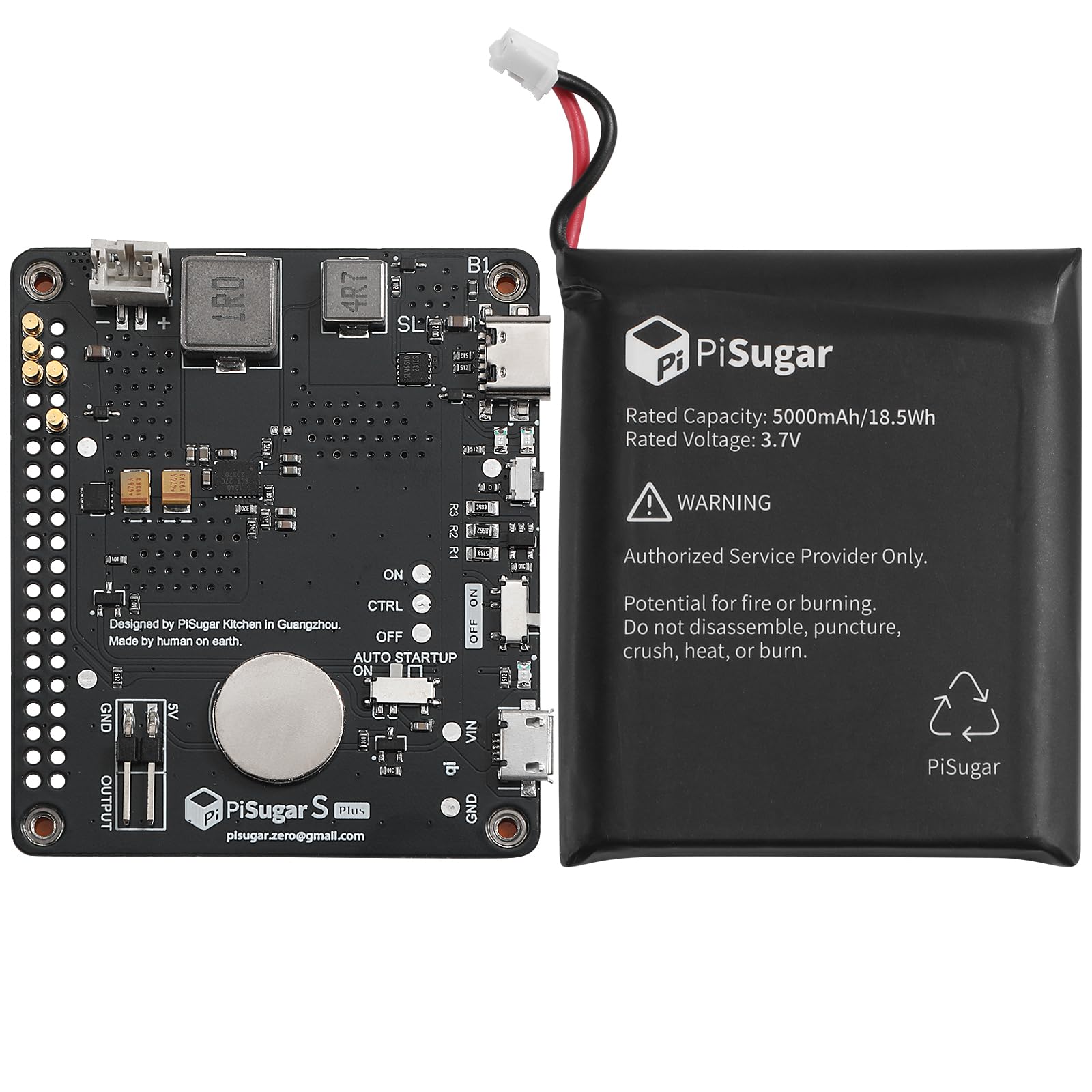 PiSugar 3 Plus Portable 5000 mAh UPS Lithium Battery Power Module Platform for Every Raspberry Pi 3B/3B+/4B Model Accessories handhold(Not Include Raspberry Pi)