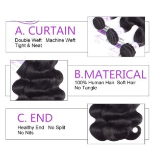 Hair Extensions, Wigs & Accessories Brazilian body wave 3 Bundles With 13 * 4 Lace Frontal closure with baby hair remy Human Hair Weave for Women (Length : 22 24 26 Cl18)