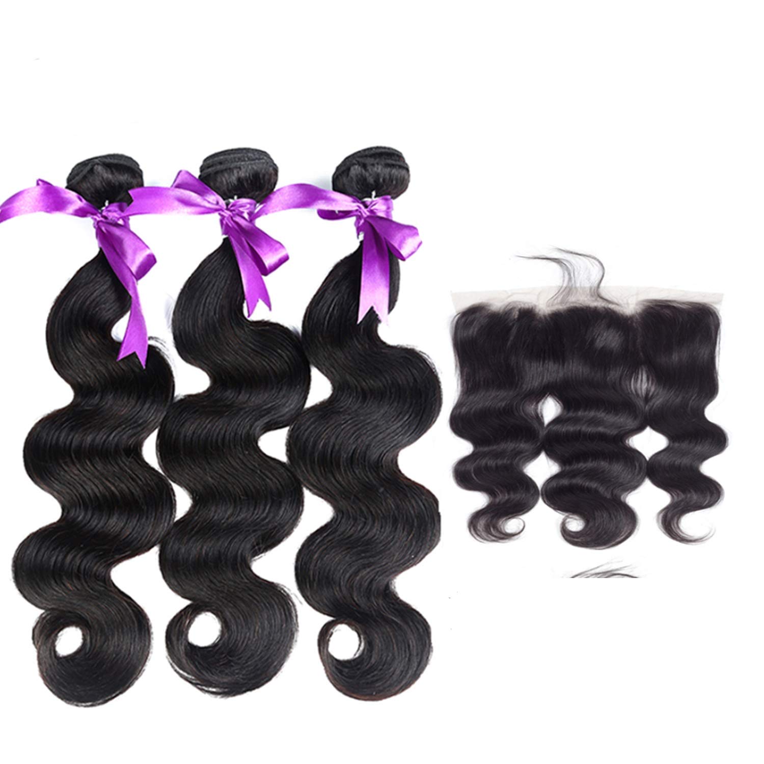 Hair Extensions, Wigs & Accessories Peruvian Body Wave 3 Bundles With 13 * 4 Lace Frontal Closure Hair Weave Bundles Non Remy Human Hair Extension Hair Weave Bundles for Women