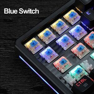 XYLXJ One-Hand Mechanical Keyboard, Wired Gaming Keyboard, 28-Key LED Backlight, Blue Switch, Ergonomic Wrist Strap, for PC Laptop