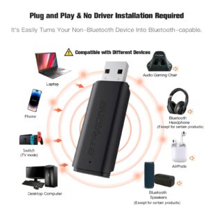 GTRACING Bluetooth USB Adapter Transmitter V5.1 Wireless Dual Link Dongle for PC, Laptop, PS4, Switch Connects Bluetooth Speakers, Bluetooth Gaming Chair, GT Lynck2