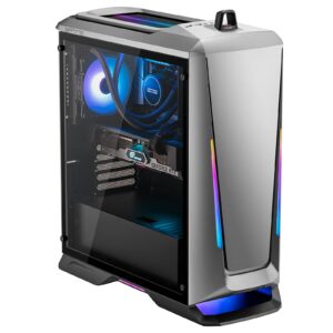 segotep m600 mid-tower atx gaming pc case w/fantasy argb skylight & argb front panel, separate magnetic power switch, usb 3.0 tempered glass phantom black computer case