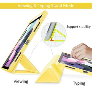 Hoidokly iPad Air 5th Generation Case 2022, iPad Air 4th Generation Case 2020 10.9 Inch with Pencil Holder [Support Touch ID and iPad 2nd Pencil Charging], Trifold Stand Smart Folio Case, Yellow