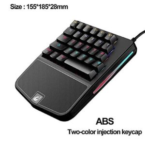 XYLXJ One-Hand Mechanical Keyboard, Wired Gaming Keyboard, 28-Key LED Backlight, Blue Switch, Ergonomic Wrist Strap, for PC Laptop