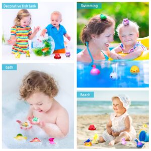 24 Packs Baby Bath Light Up Toys, Floating Rubber Animal Toys for Toddlers Infant Kids Boys Girls Flashing Color Changing Light in Water Bath Toys for Bathtub Bathroom Shower Games Swimming Pool