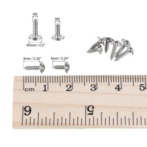 uxcell 2x8mm Self Tapping Screws Phillips Pan Head with Washer Screw 304 Stainless Steel Fasteners Bolts 50Pcs 2x6mm 50Pcs