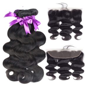 hair extensions, wigs & accessories brazilian body wave 3 bundles with 13 * 4 lace frontal closure with baby hair remy human hair weave for women (length : 22 24 26 cl18)