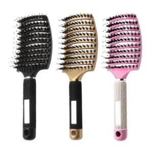 curved hair brush and 3 packs of 9.8 inches hair brush,kangsanli professional hairstreaq detangling brush for women men best brush for tangled hair for wet dry curly thick straight hair