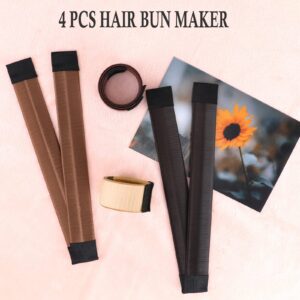 Boobeen 4 Piece Hair Bun Maker for Women DIY Girls - French Twist Snap Roll Tool for Long Hairstyles