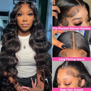 Body Wave Lace Front Wigs Human Hair Wigs for Women 180% Density Human Hair Lace Front Wigs 13x4 HD Transparent Glueless Lace Frontal Wigs Human Hair Pre Plucked with Baby Hair (20 Inch)