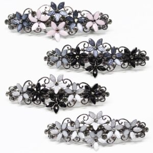 jakeni elegant sparkly glitter rhinestones flowers hairpins - vintage french style hair barrettes, clips and accessoires for women