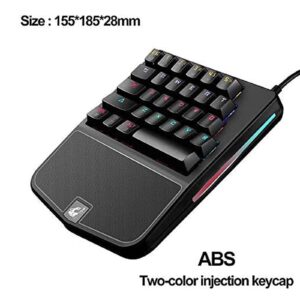 XYLXJ One-Hand Mechanical Keyboard, Wired Gaming Keyboard, 28-Key LED Backlight, Blue Switch, Ergonomic Wrist Strap, for PC Laptop