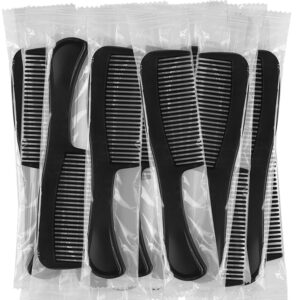 hqslsund 60 pack widen combs, black, plastic, individually wrapped for hotel, airbnb, shelter/homeless/nursing home/charity, 60 count