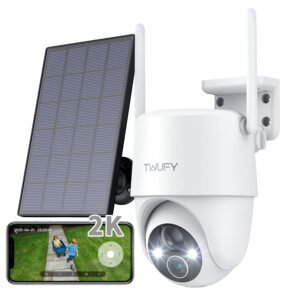 twufy wireless, 360°ptz solar outdoor security cameras with pan 355° tilt 120°, 15000mah battery, 1080p night vision,pir motion detection, 2-way audio, ip65