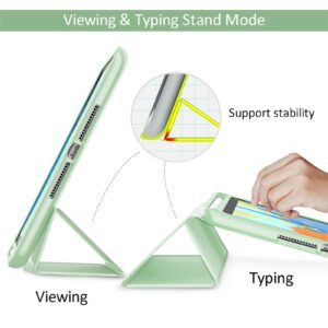 Hoidokly iPad 6th / 5th Generation 9.7 inch Case (2018/2017), iPad Air 2 & 1 9.7 Inch (2014/2013) Case with TPU Shockproof Back Cover [Built-in Pencil Holder, Auto Sleep/Wake] - Matcha Green