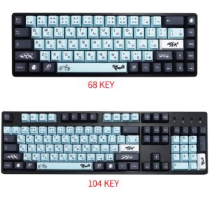 MOLGRIA MIZHU Keycaps, 136 Set Keycaps MIZHU for Gaming Keyboard, PBT Cherry Profile Dye Sublimation Keycaps Sky Blue Japanese Font for Gateron Kailh Cherry MX 104/87/74/61 60 Keyboard