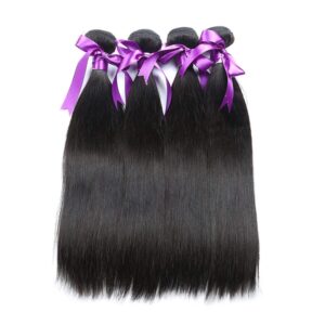 hair extensions, wigs & accessories malaysian straight hair 4 pcs human hair bundles non remy hair extention natural black body hair wig for women (length : 22 22 24 24)