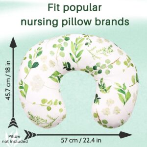 Car Seat Cover for Babies & Nursing Pillow Cover, Green Leaf Car seat Canopy for Boys Girls, Breastfeeding Pillow Slipcover, Soft Fabric Fits Snug On Infant