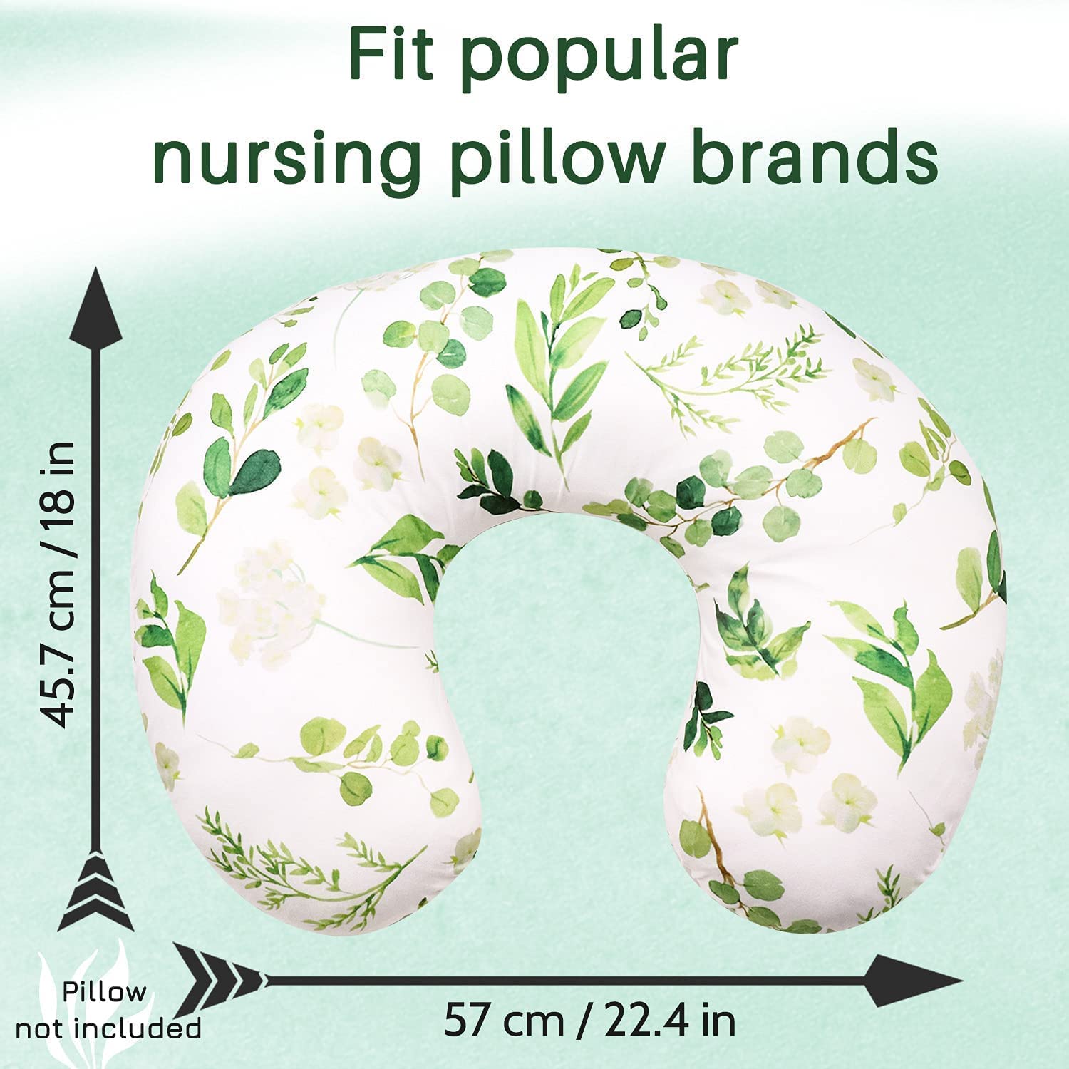 Car Seat Cover for Babies & Nursing Pillow Cover, Green Leaf Car seat Canopy for Boys Girls, Breastfeeding Pillow Slipcover, Soft Fabric Fits Snug On Infant