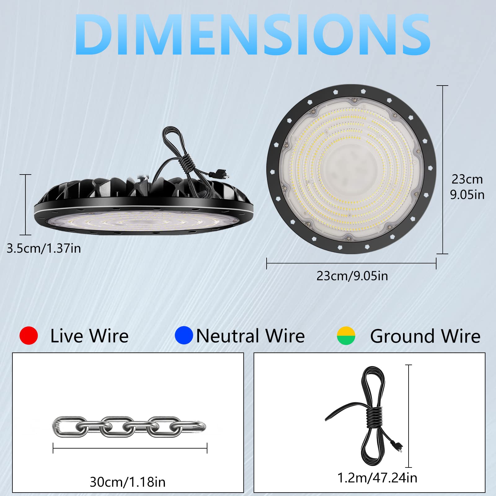 Royana 100W LED UFO High Bay Light 2 Pack, 10000LM Garage Lights High-Light Ceiling LED with 1.2M Cable 110V Plug LED Light Commercial Grade Lighting 6000K Shop Lights for Factory Warehouse Workshop