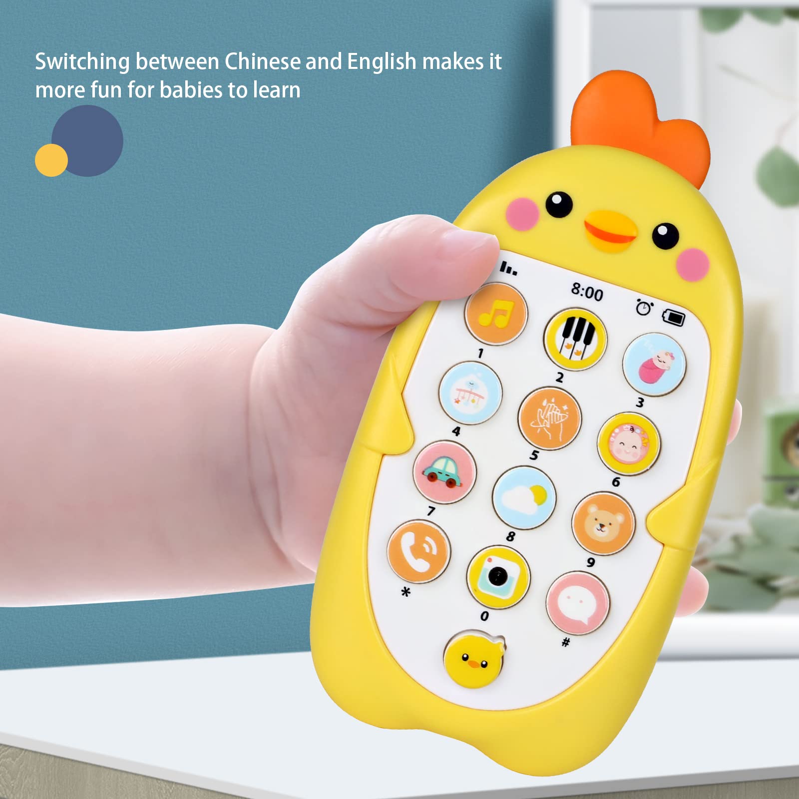 Kids Mobile Phone Toy, Electronic Learning Smartphone Toy, Interactive Educational Cell Phone Toys, with Music Lights Laugh Songs Dialogue, Gift for Baby Toddler Boys and Girls Aged 18months+