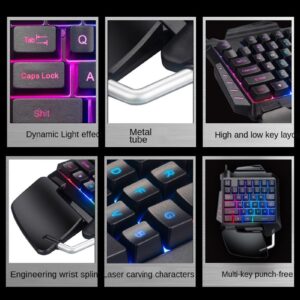 PURPLELU One-Hand Imitation Manipulator Keyboard, 35-Key Backlit Gaming Keyboard, Convenient Mini Ergonomic Game Handle, for Gamers