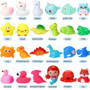 24 Packs Baby Bath Light Up Toys, Floating Rubber Animal Toys for Toddlers Infant Kids Boys Girls Flashing Color Changing Light in Water Bath Toys for Bathtub Bathroom Shower Games Swimming Pool