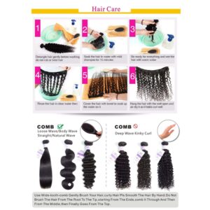 Hair Extensions, Wigs & Accessories Malaysian Deep Wave Hair Bundles 8-28 inch 100% Human Hair Weave Remy Hair Natural Color 4 pcs for Women (Stretched Length : 22 24 26 28)