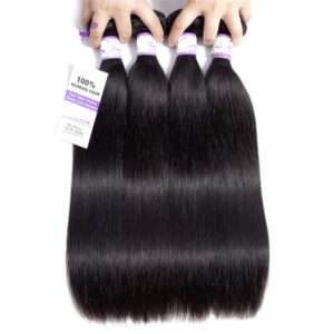 Hair Extensions, Wigs & Accessories Malaysian Straight Hair 4 Pcs Human Hair Bundles Non Remy Hair Extention Natural Black Body Hair Wig for Women (Length : 22 22 24 24)