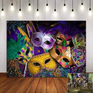 masquerade backdrops purple gold glitter beads mask carnival photography backdrop fiesta mardi gras dance photo background birthday party photo booths props decorations supplies vinyl 7x5ft