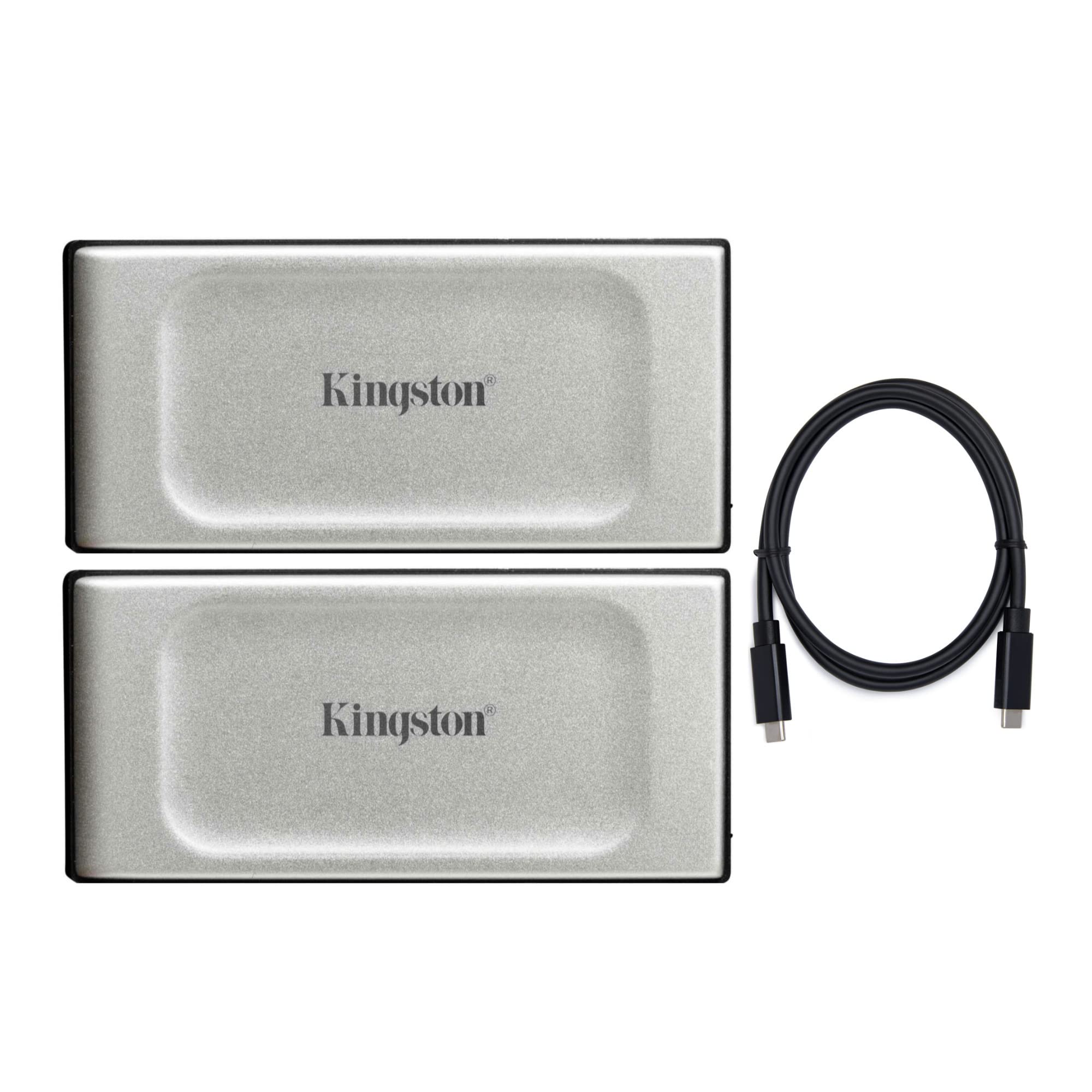 Kingston XS2000 2TB High Performance Portable External SSD (2-Pack) Bundle with PRO Thunderbolt USB-C Cable (3 Items)