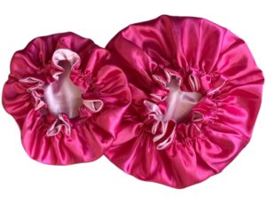 kirabelle matching mommy and me satin bonnet set w/travel bag (fuchsia) christmas, mother's day, easter, birthday