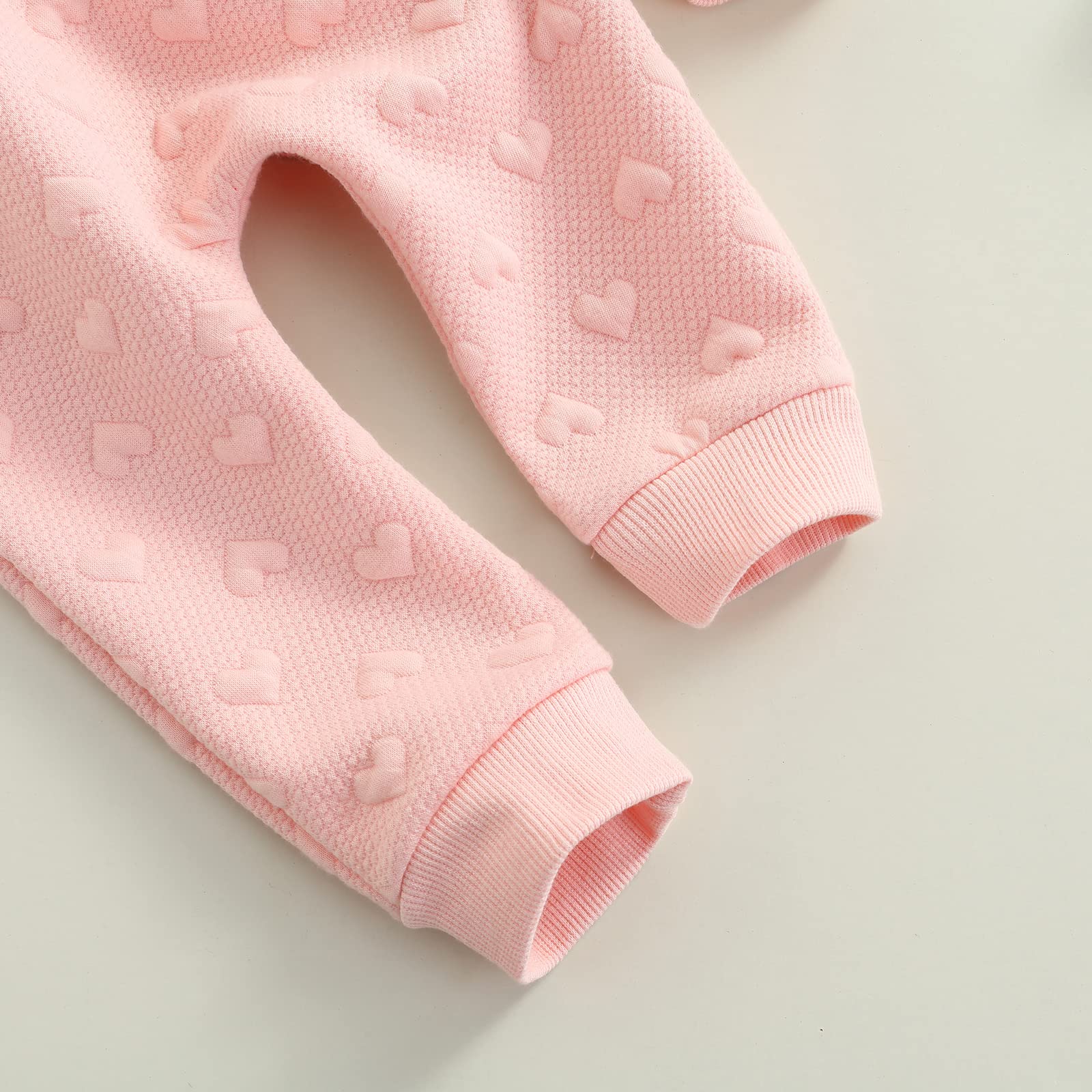 Newborn Baby Girl 2pcs Clothes Fall Winter Heart Sweatshirt Pullover Top and Bowknot Pants Valentine´s Day Outfits (Pink, 6-12 Months)