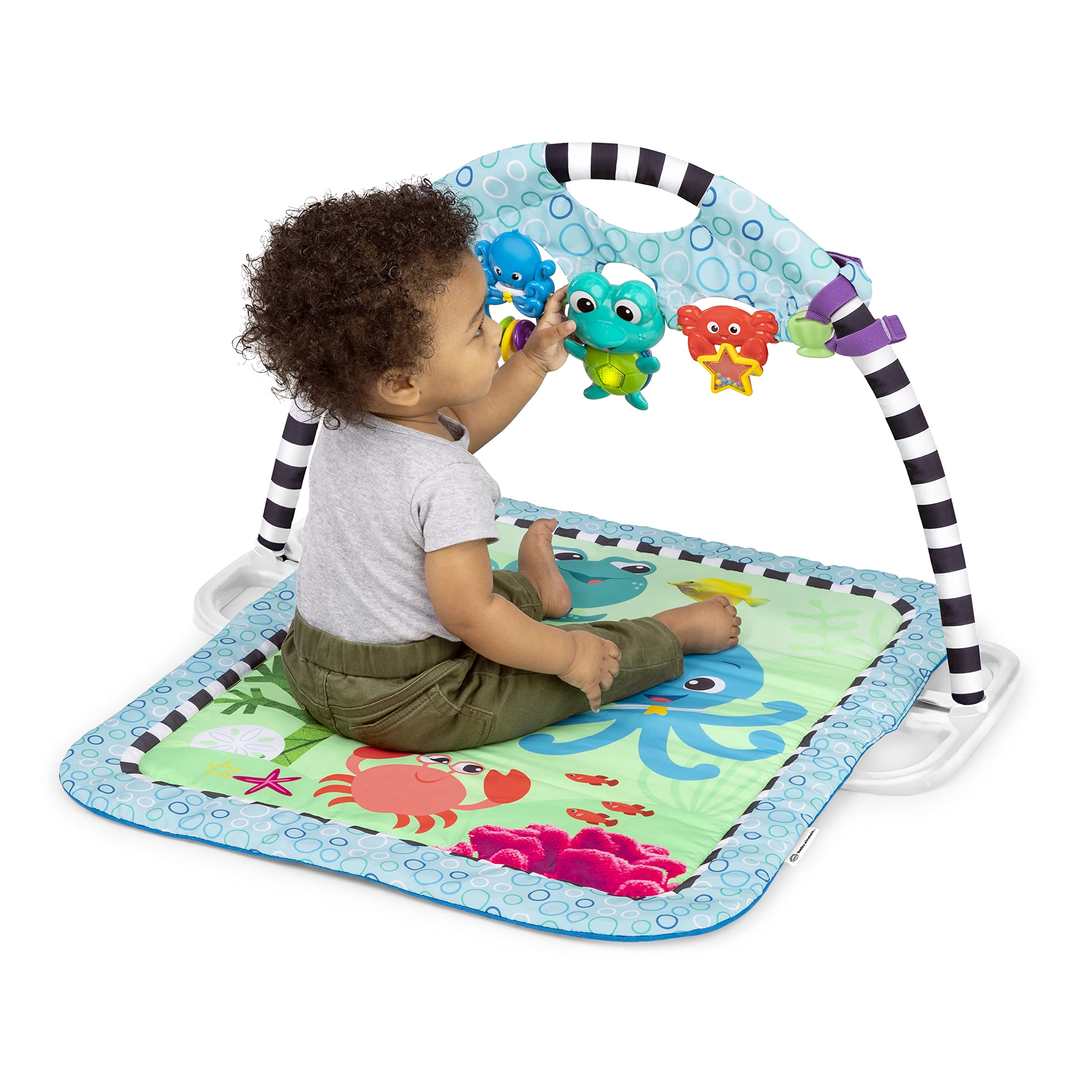 Baby Einstein Neptune's Discovery Reef Baby Tummy Time Activity Gym Toy Bar with Soft Comfortable Mat, 65 Melodies and Songs and Light Up Features