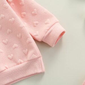 Newborn Baby Girl 2pcs Clothes Fall Winter Heart Sweatshirt Pullover Top and Bowknot Pants Valentine´s Day Outfits (Pink, 6-12 Months)