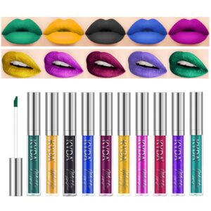 kyda 10 colors lipstick, matte velvet&glitter metallic colors, for glossy radiant&full matte lip gloss, non-stick cup long wear lip glaze, high pigmented lipstick cosmetic-set a