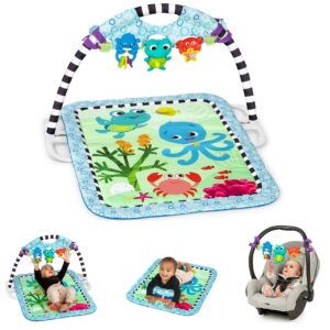 baby einstein neptune's discovery reef baby tummy time activity gym toy bar with soft comfortable mat, 65 melodies and songs and light up features