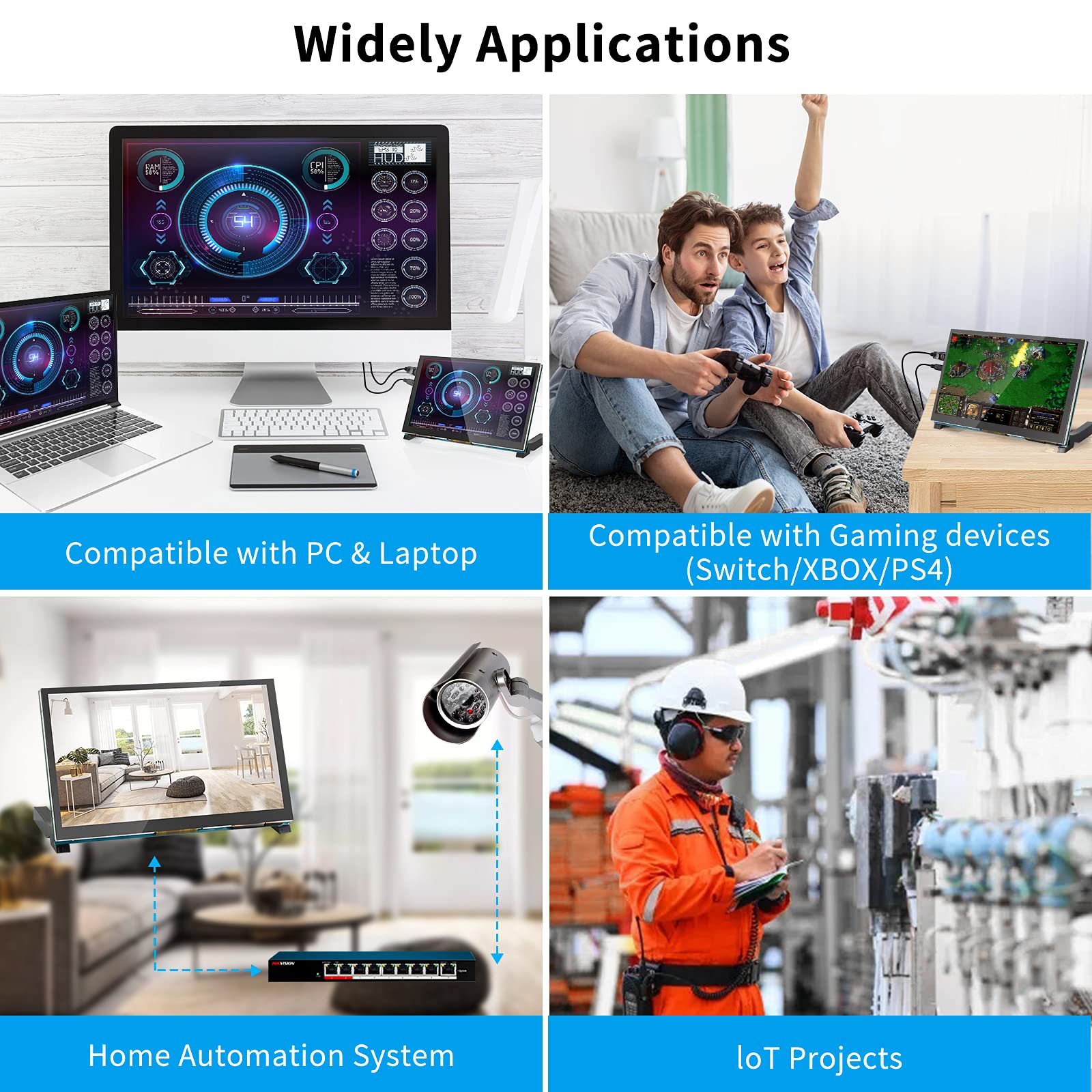 AURSINC 7 inch HDMI Screen LCD Display Monitor for Raspberry Pi 4 4B 3B+ 3B 3A+ 2B B+ Windows 7/8/10 | Capacitive Panel with DSI Cable | 800x480 Pixel | Plug&Play Driver Free (NOT Touchscreen)